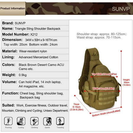 Protector Plus Tactical Sling Pack Backpack Military Shoulder Chest Bag ...