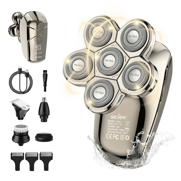 Sejoy 7D Head Shavers for Bald Men, Upgraded 5-in-1 Cordless Waterproof ...