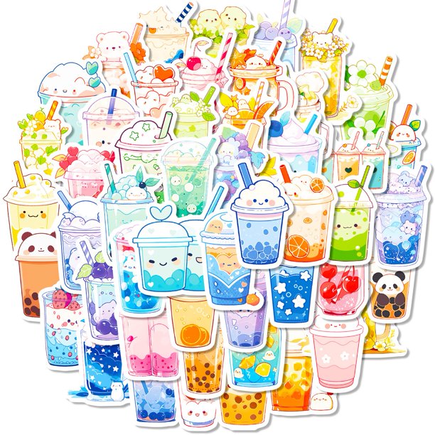Bubble Milk Tea Stickers 50pcs/set Bubble Milk Tea Sticker Self ...