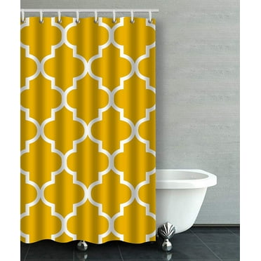 ARTJIA Modern Arrow Fletching Pattern Mustard Yellow Bathroom Shower ...