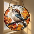 Autumn Bird Stained Glass Suncatcher – Fall Leaves Rustic Window Art ...