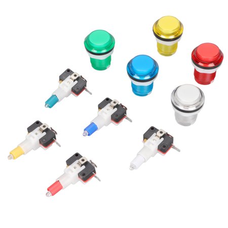 32mm Arcade Game Push Button,LED Lights Push Button Built In Switch Illuminated Buttons Reset ...