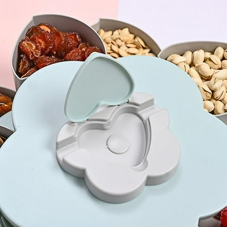 Double Layer Plastic Snack Storage Tray Snack Box Candy Dish Petal ...