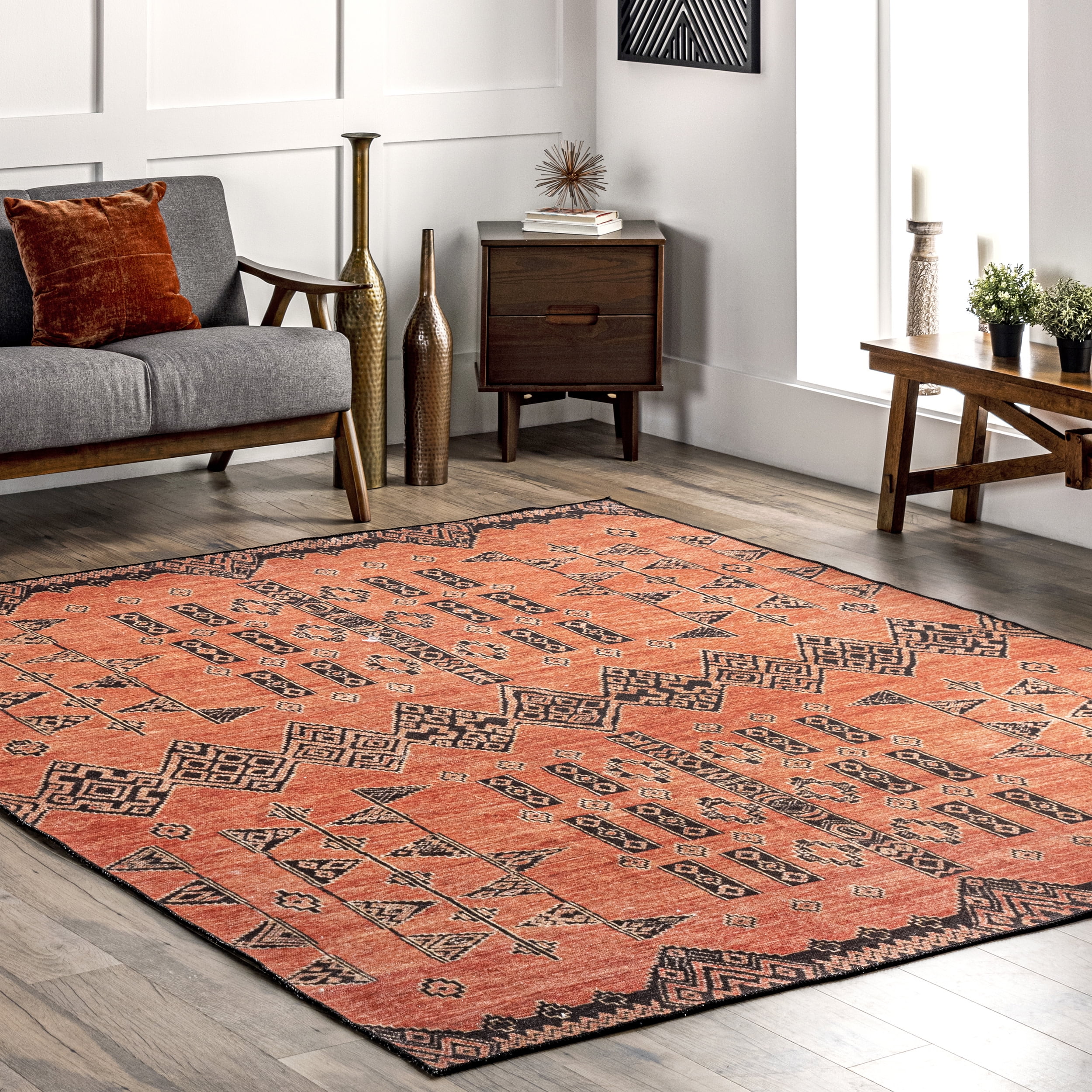 nuLOOM Area Rug, 5' 3" x 7' 7", Rust - Walmart.com