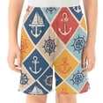 BZSMCE Adjustable Drawstring Casual Shorts With Colorful Grid Anchor ...