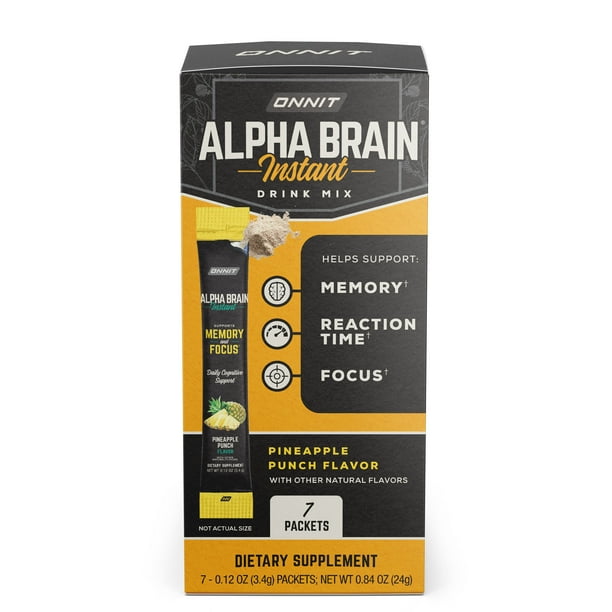 ONNIT Alpha BRAIN Instant Nootropic Brain Pineapple Punch Drink Mix ...