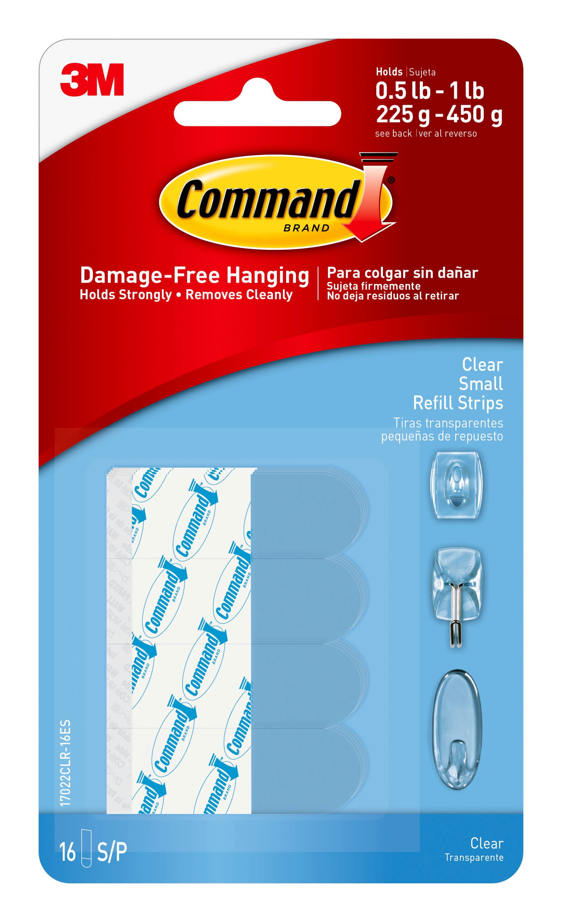 Command Small Clear Refill Strips,16 Sets of Strips/Pack - Walmart.com