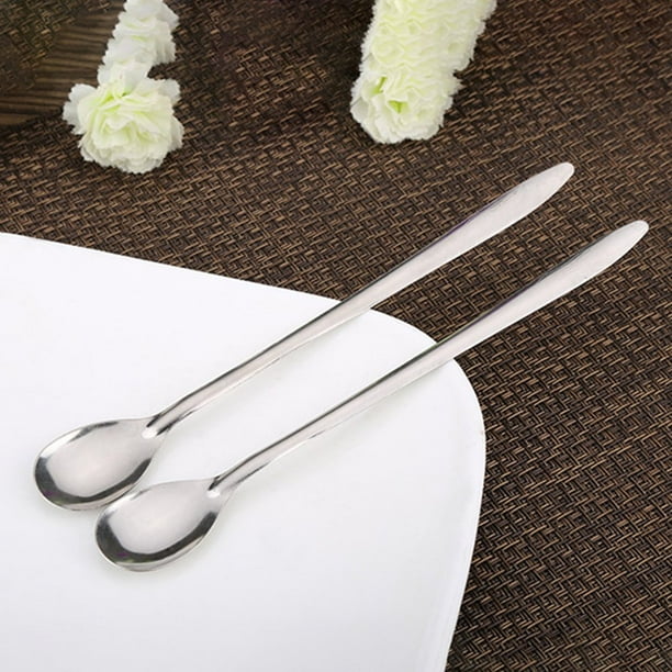 10Pcs Long Handle Stainless Steel Coffee Ice Cream Dessert Tea Spoon ...