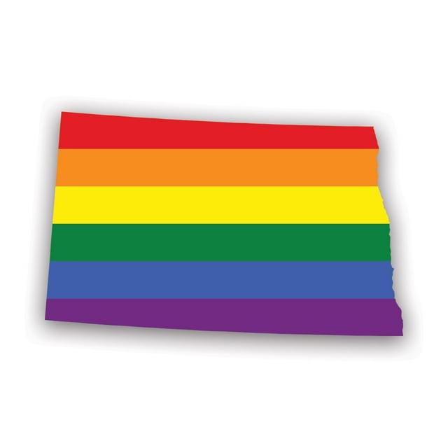North Dakota State Shaped Gay Pride Rainbow Flag Sticker Decal Self