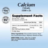 Calcium 1500 MG + Vitamin D 400 IU - Bone & Joint support - 60 tablets ...