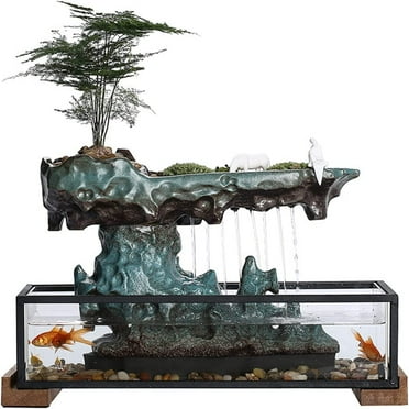 Home Tabletop Water Fountains, Indoor Water Fountain with Fish Tank ...