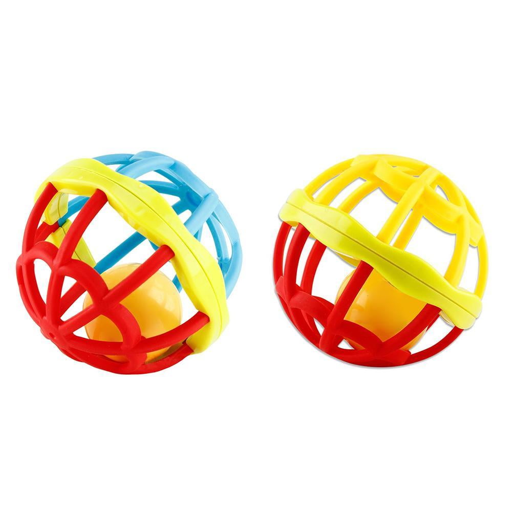 TureClos 2Pcs Baby Rattles Balls Sensory Balls Soft Rubber Grasp Toys ...