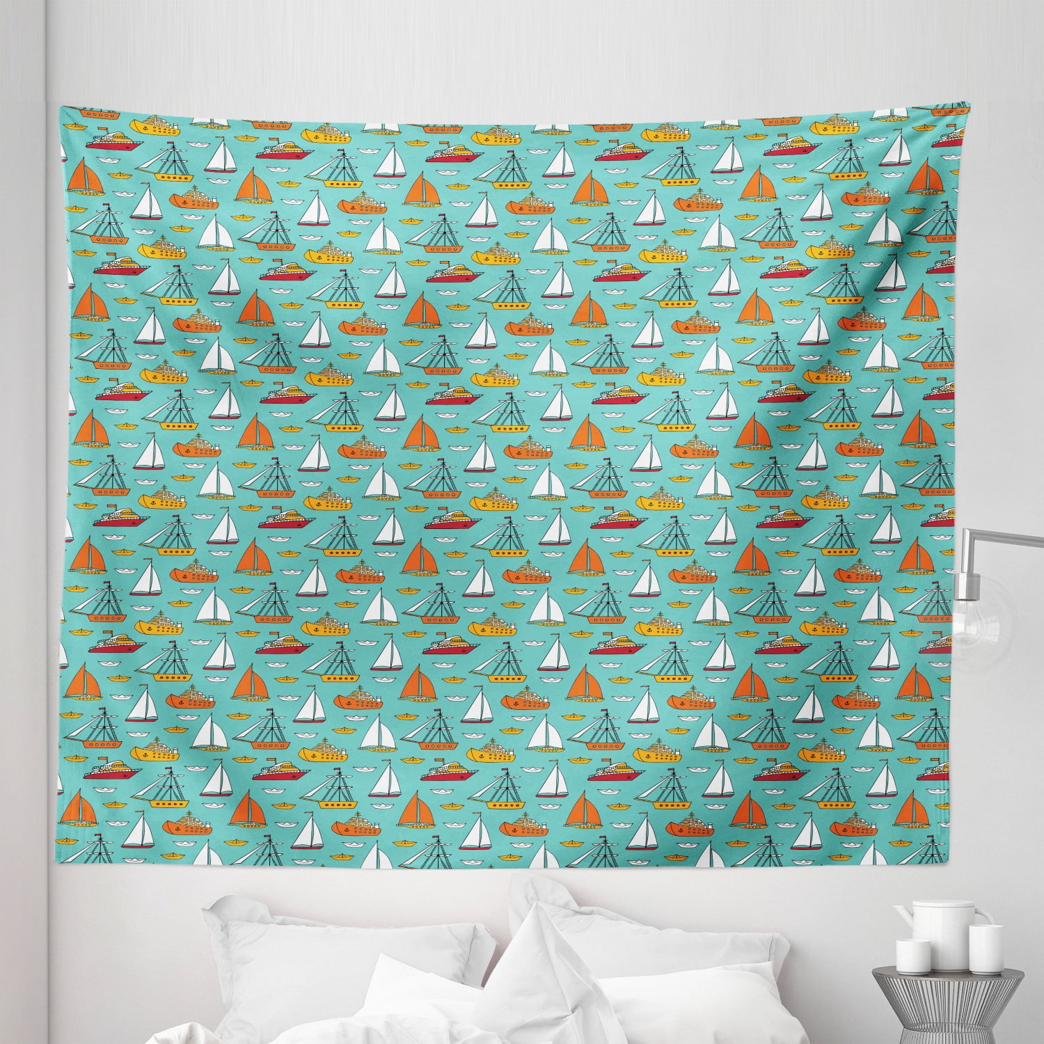 Nautical Tapestry, Sea River and Ocean Transport on Turquoise ...
