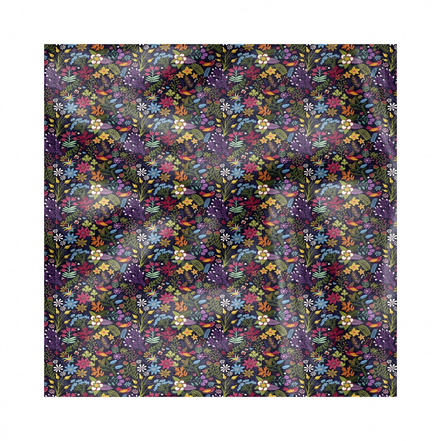 Colorful Decorative Satin Napkins Set Of 4 Feminine Floral Composition
