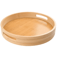 12 inch Round Serving Wooden Tray with Handles, Bamboo Decorative ...