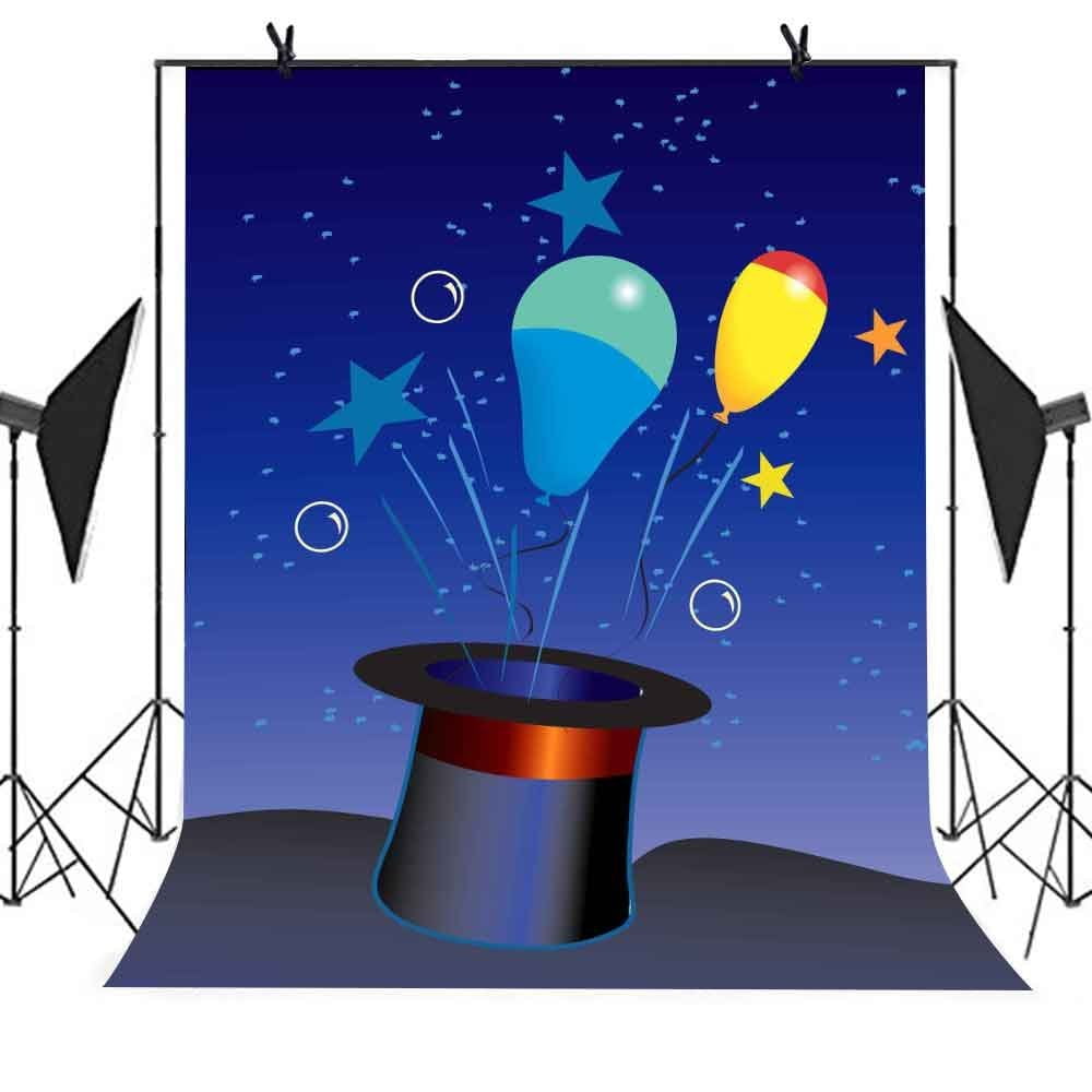 MOHome 5x7ft Cartoon Photography Backdrop Hat Colorful Balloons Stars ...