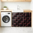 Abstract Art Cabinet Curtains 28" W x 35" L Black Red Cubes Modern ...