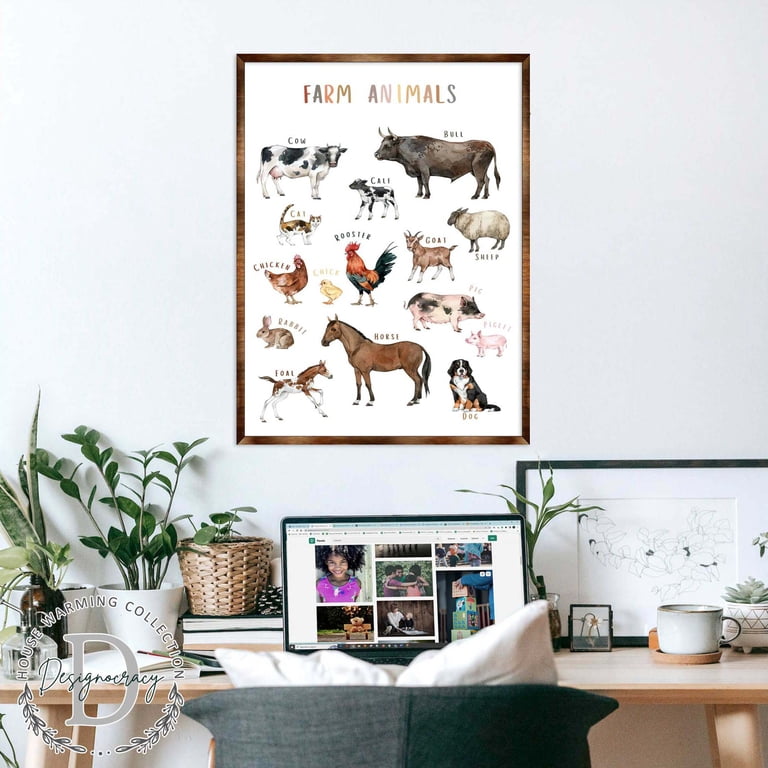Farm Animals Educational Poster Chart For Kids Room