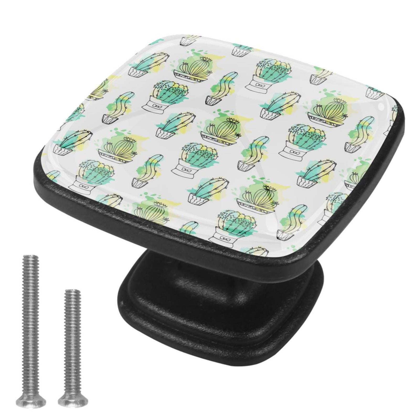 4 Pcs Cabinet Handle Drawer Pulls Cactus Knobs with Screws Square ...