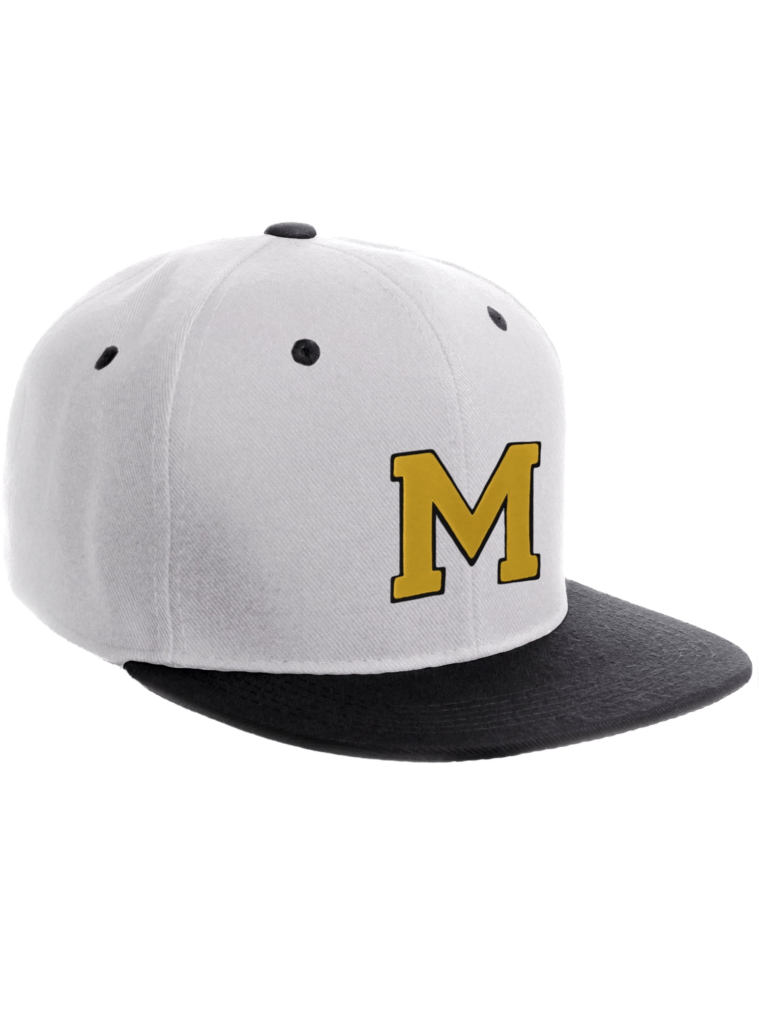 Classic Snapback Hat Custom A to Z Initial Letters, White Black Cap ...