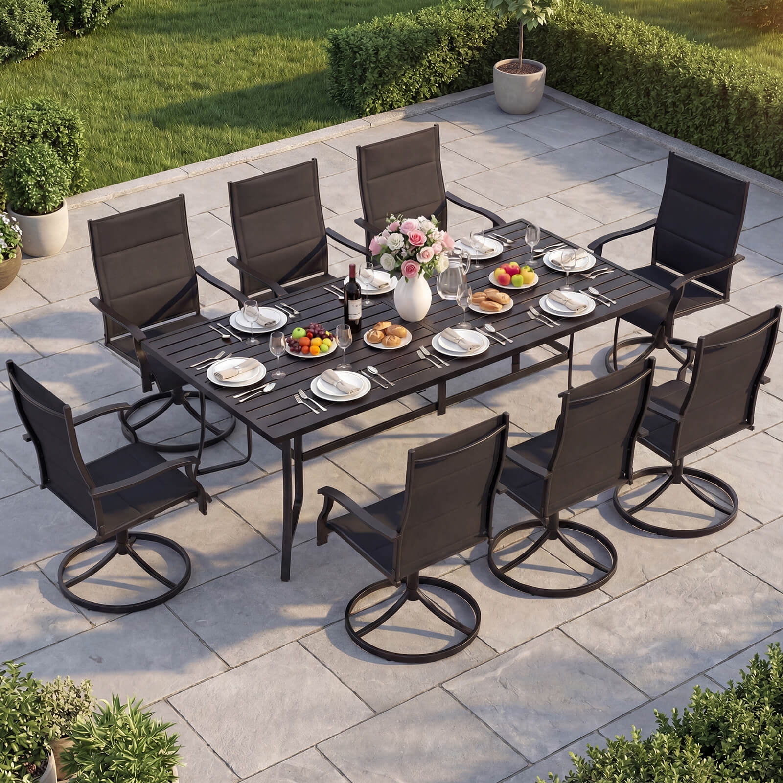 Click here for Costway 9pcs Outdoor Dining Set  76 Rectangular Pa... prices