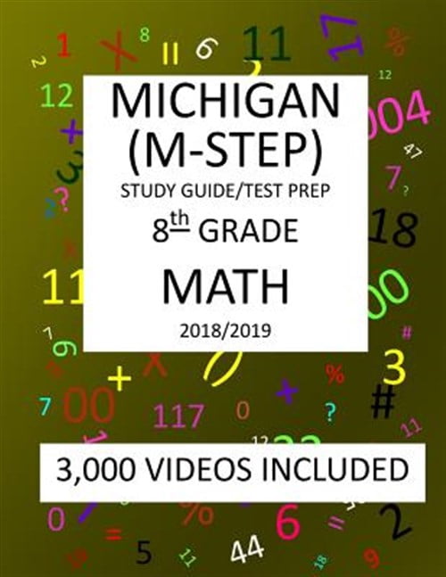 Pre-Owned 8th Grade MICHIGAN M-STEP 2019 MATH Test Prep: 8th Grade ...