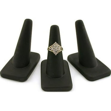 3 Black Velvet Ring Finger Jewelry Holder Showcase Display Stands ...