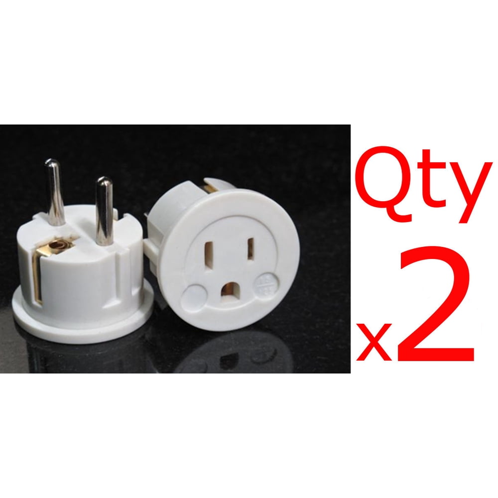2 Pack of US EU Plug Adapters- European Schuko Plug USA to Europe Asia ...