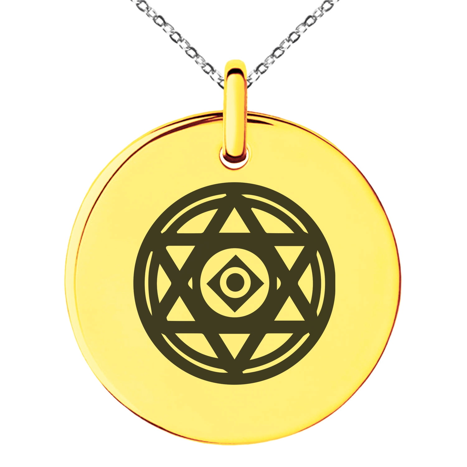Stainless Steel Conjuration Magic Rune Engraved Small Medallion Circle ...