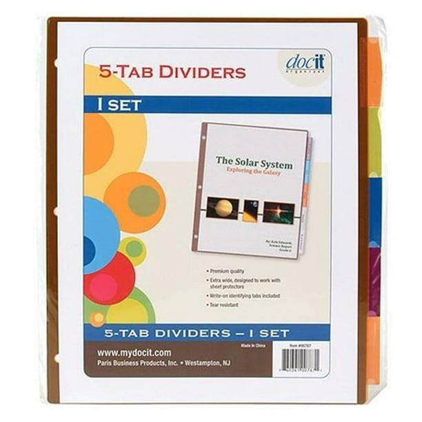 Paris Business Products 00787 DocIt Binder Index Divider 5 Tab 8.5x11 ...