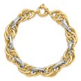 Diamond2deal 14k Two Tone Gold Polished Fancy Link Chain Bracelet For
