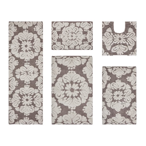 Better Trends Medallion 100% Cotton 5 Piece Bath Rug Set - Beige ...