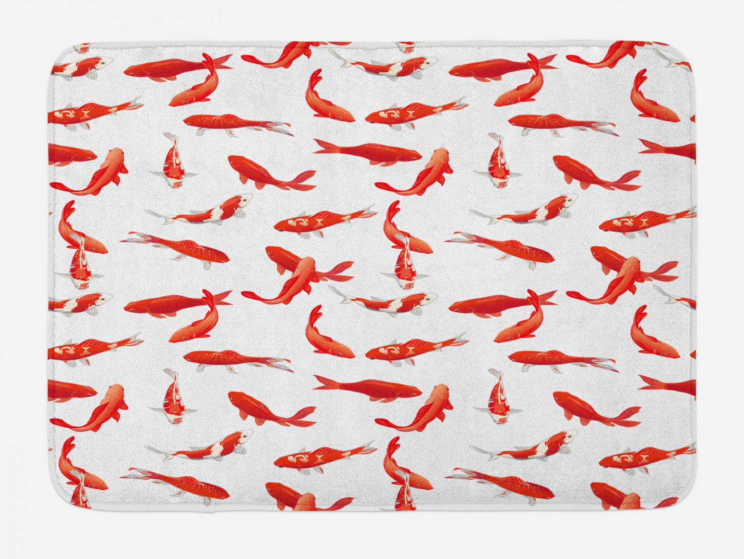Koi Fish Bath Mat, Eastern Japanese Exotic Koi Fish Figure Common Carp ...