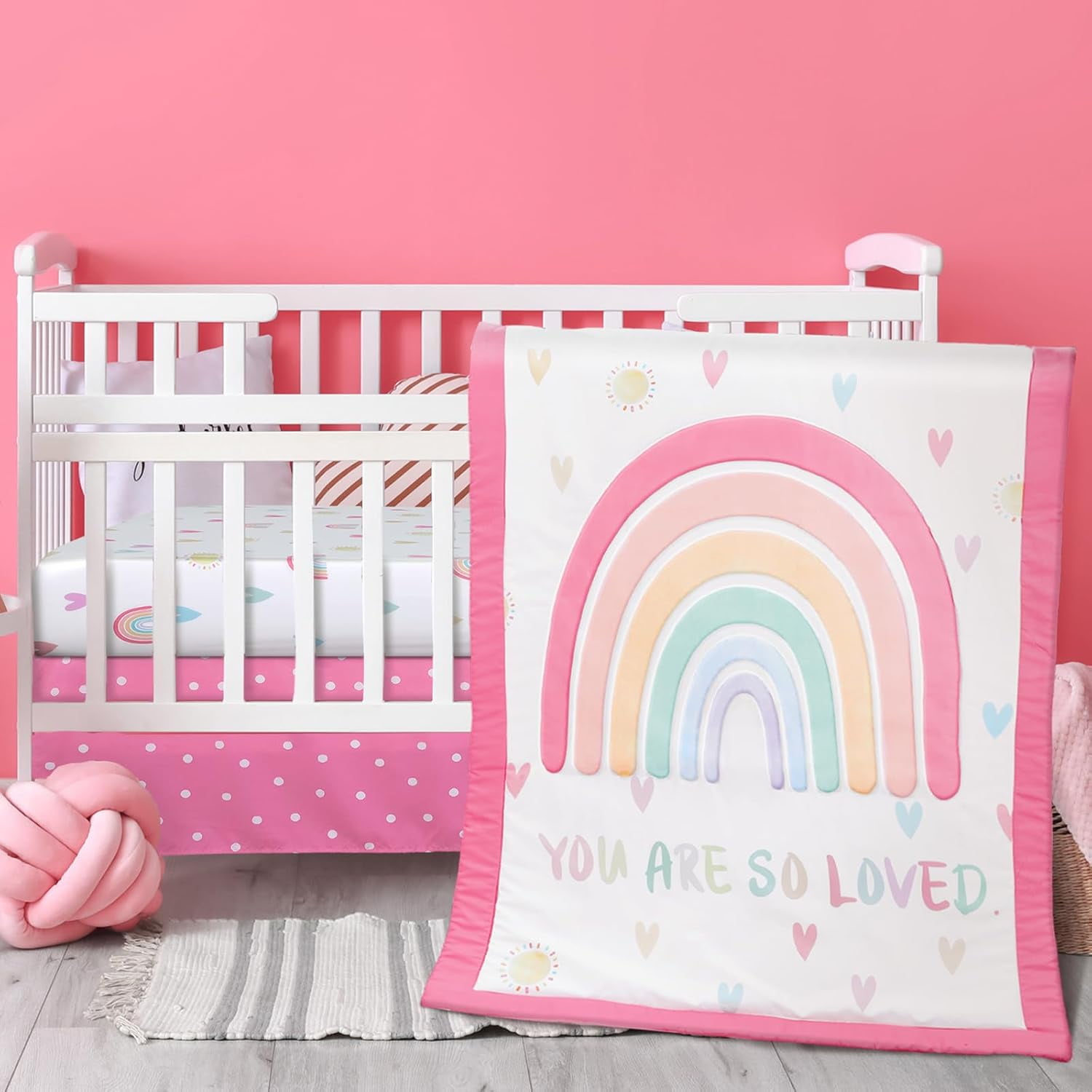 Click here for Salafire 3 Piece Rainbow Boho Crib Bedding Set For... prices