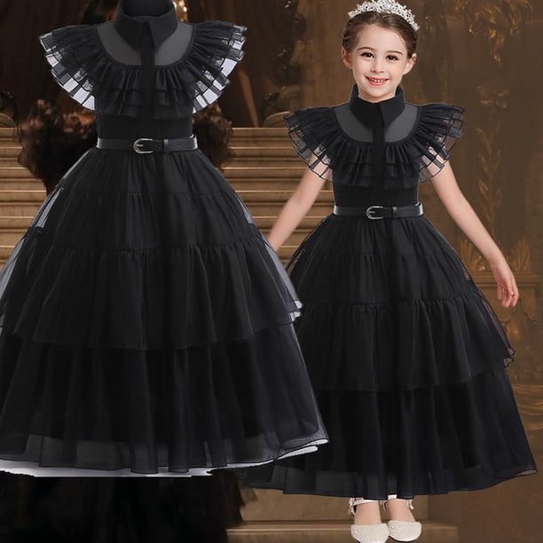 Wednesday Addams Dance Dress for Girls Halloween Party Costumes with ...
