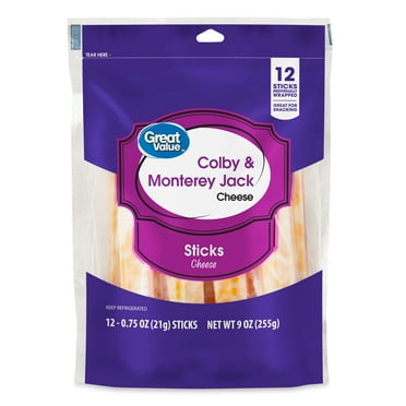 Great Value Light Mozzarella String Cheese Snack, 10 oz Bag, 12 Sticks ...