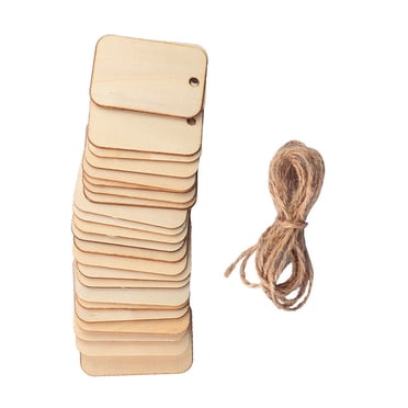 100 Pack Unfinished Wood Tag - Rectangle Wooden Gift Tags with Jute ...