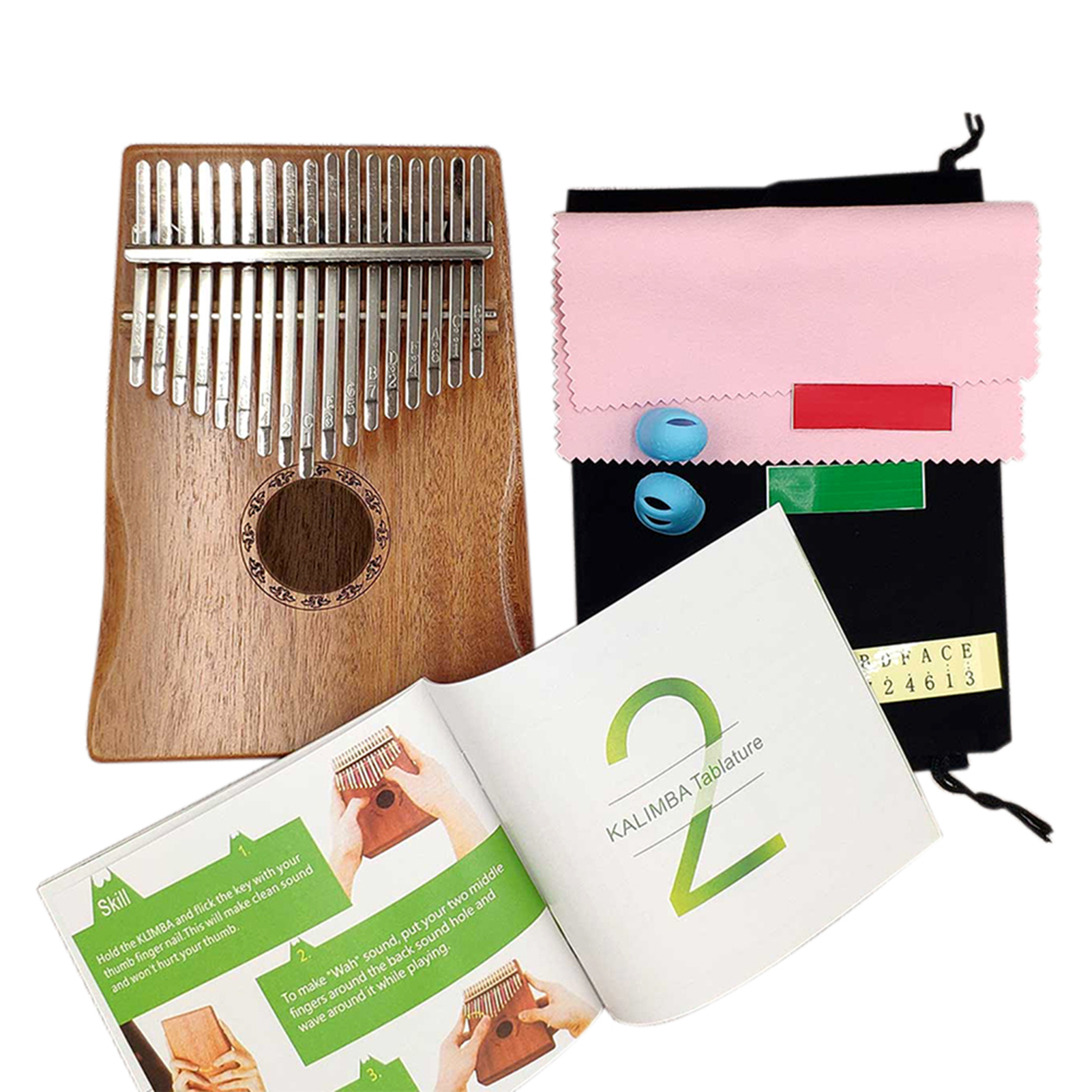 Kalimba Mbira Thumb Finger Piano Portable 17 Keys Solid Wood Musical ...