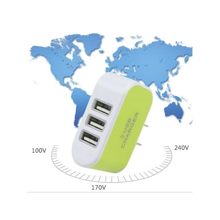 Universal Candy Color 3 USB power adapter ; Wall Multi-Port Wall ...