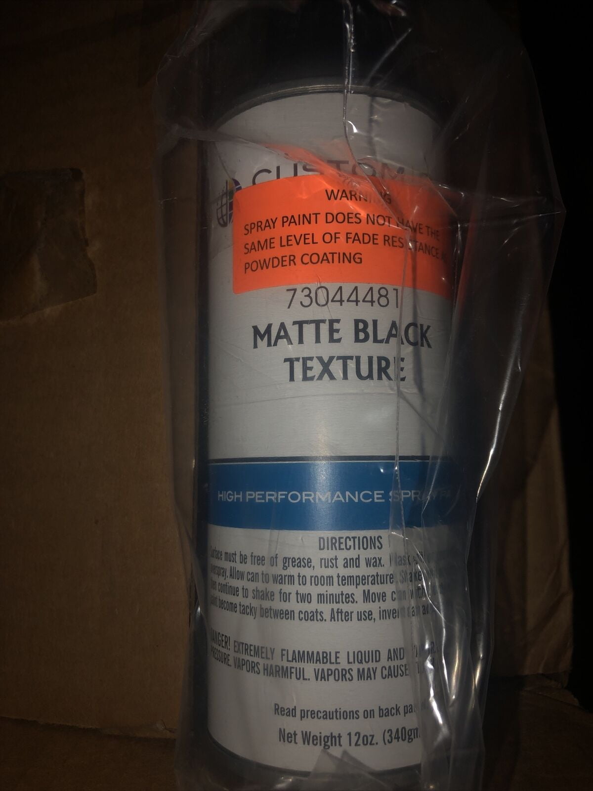 LOT OF 2 -Custom Pak 73044481 Matte Black Texture Spray Paint 12 OZ Can ...