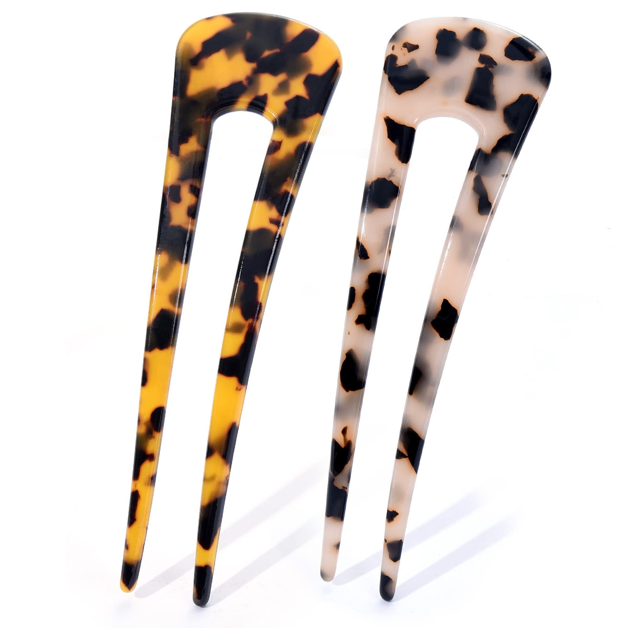 FSMILING 2 Pieces U Shaped Tortoise Hair Forks, 5 Inches Hair Pins for ...