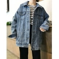 Borke Women's Oversized Loose Boyfriend Denim Jacket Hooded Jean Jacket ...