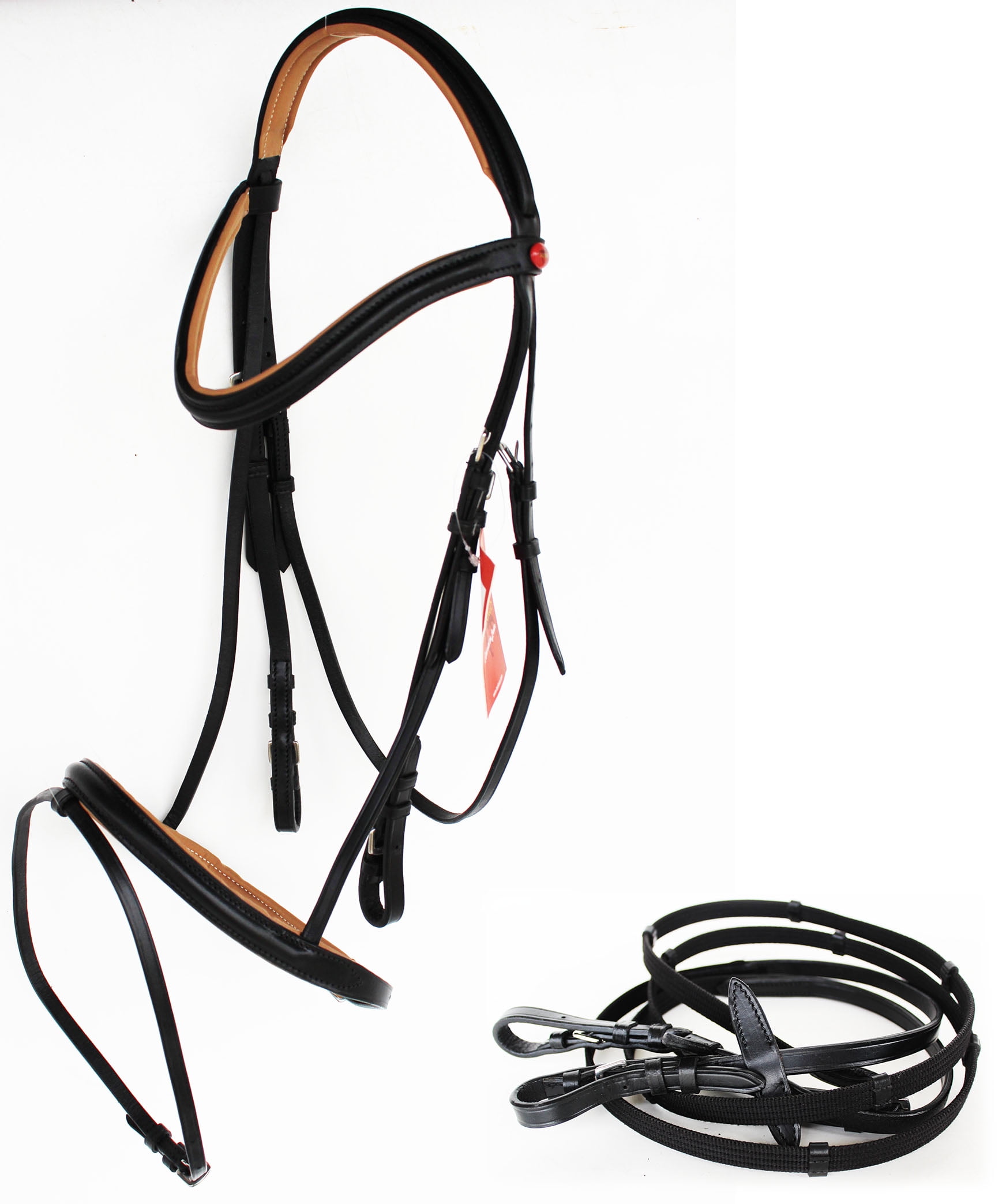 Horse English Padded Leather Jumping Adjustable Bridle Full 803461TNF ...