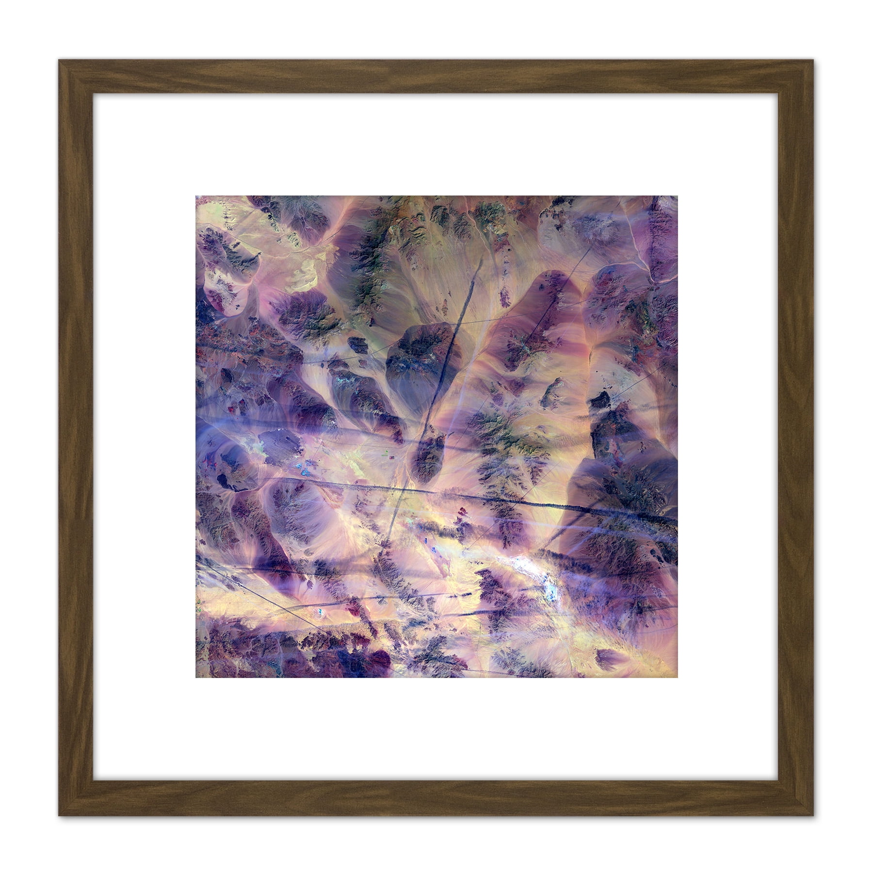 Abstract Gem Stone Purple 8X8 Inch Square Wooden Framed Wall Art Print Picture with Mount ...