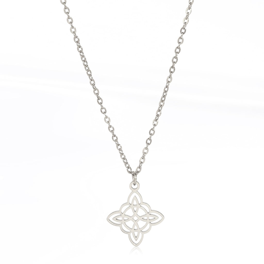 Celtic-Four Corner Knot Necklace Good Luck Pendant Necklace for Women ...