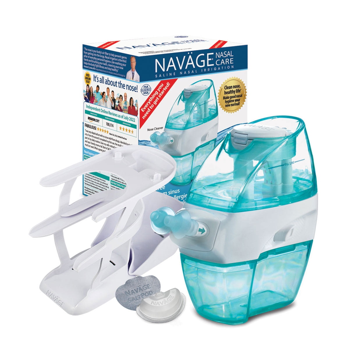 Navage Nasal Care ESSENTIALS Bundle: Navage Nose Cleaner, Countertop ...