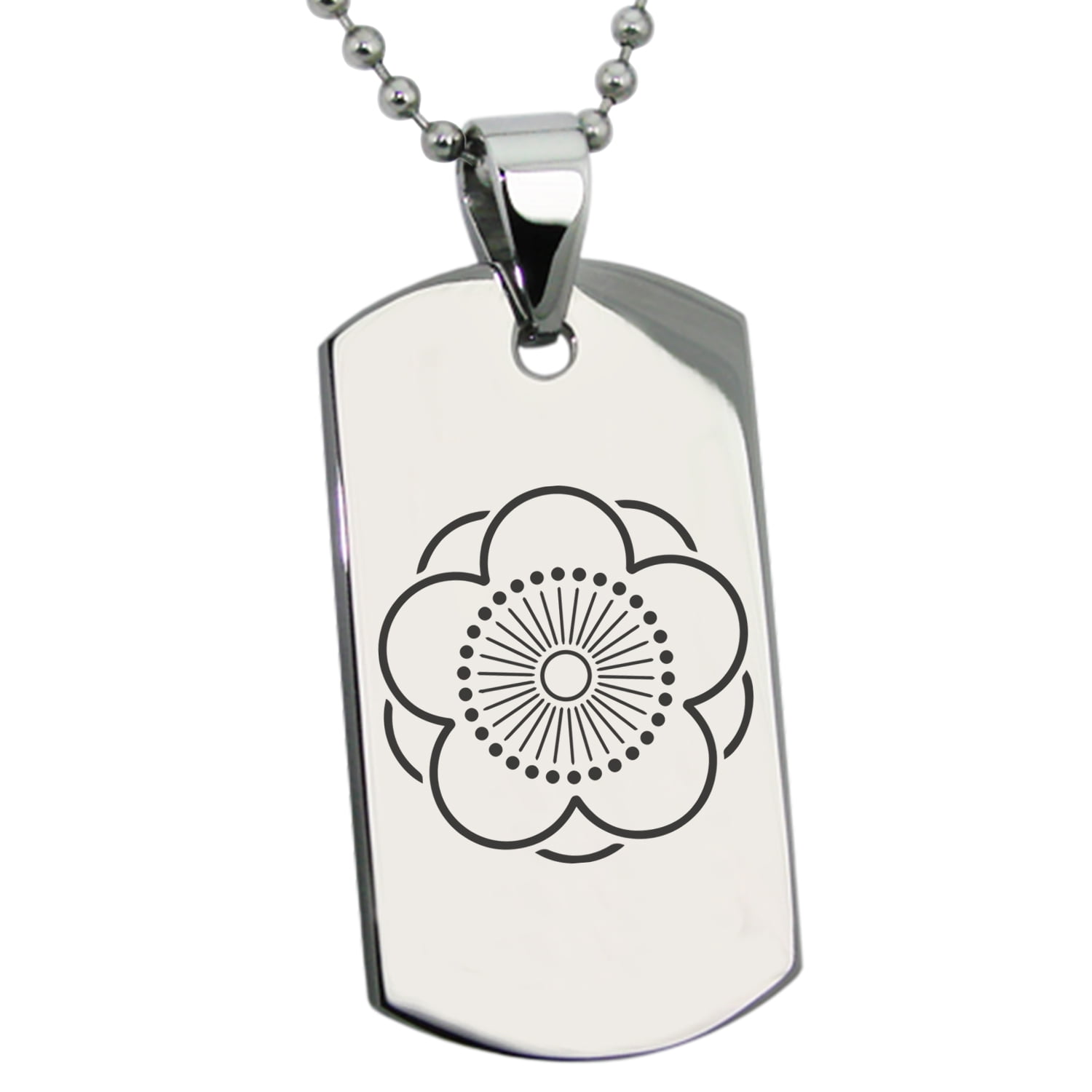 Stainless Steel Kage Yae Mukou Ume Kamon Crest Engraved Dog Tag Pendant ...