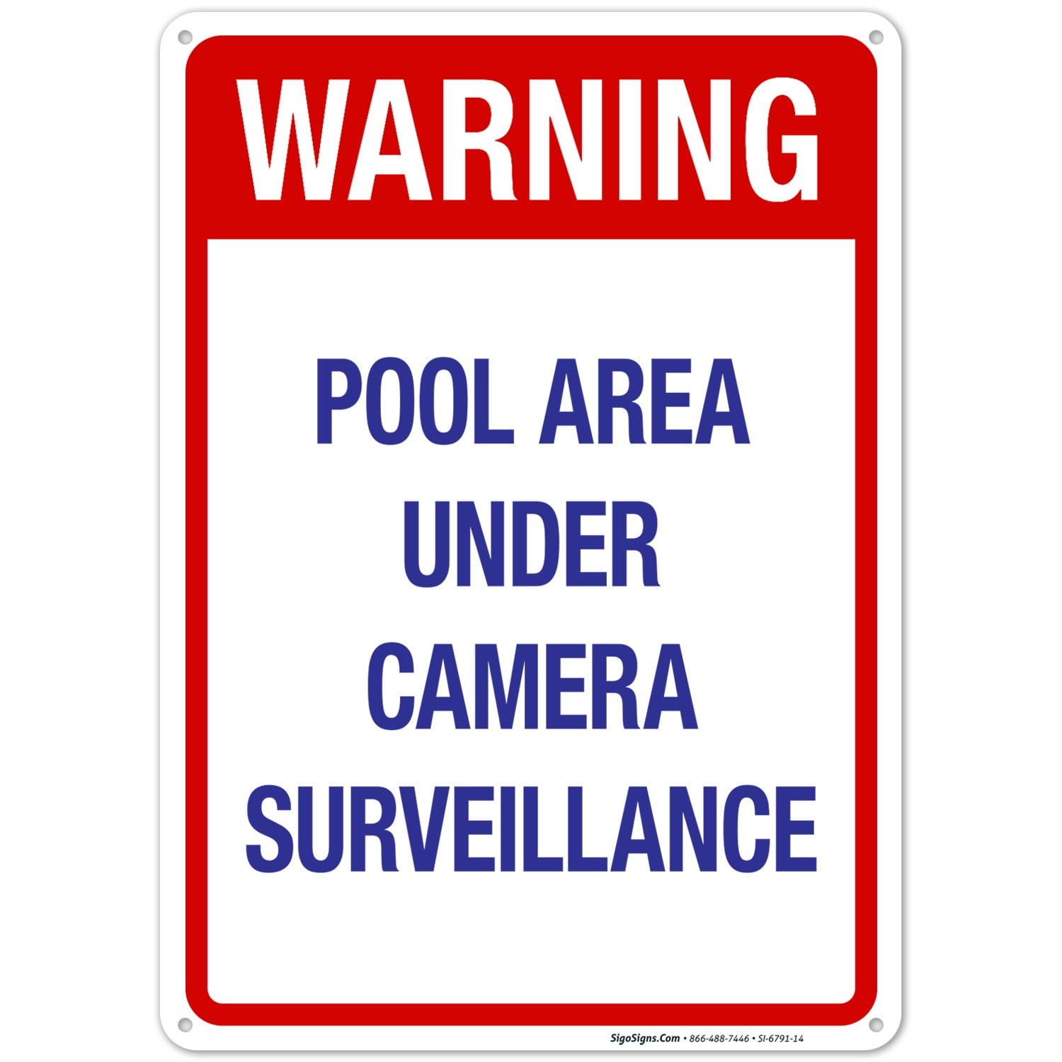 Pool Area Under Camera Surveillance Sign, Pool Sign, - Walmart.com