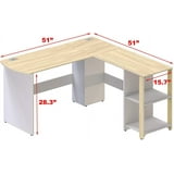 SHW Cyrus Corner L-Shaped Computer Desk with Open Storage Shelves ...