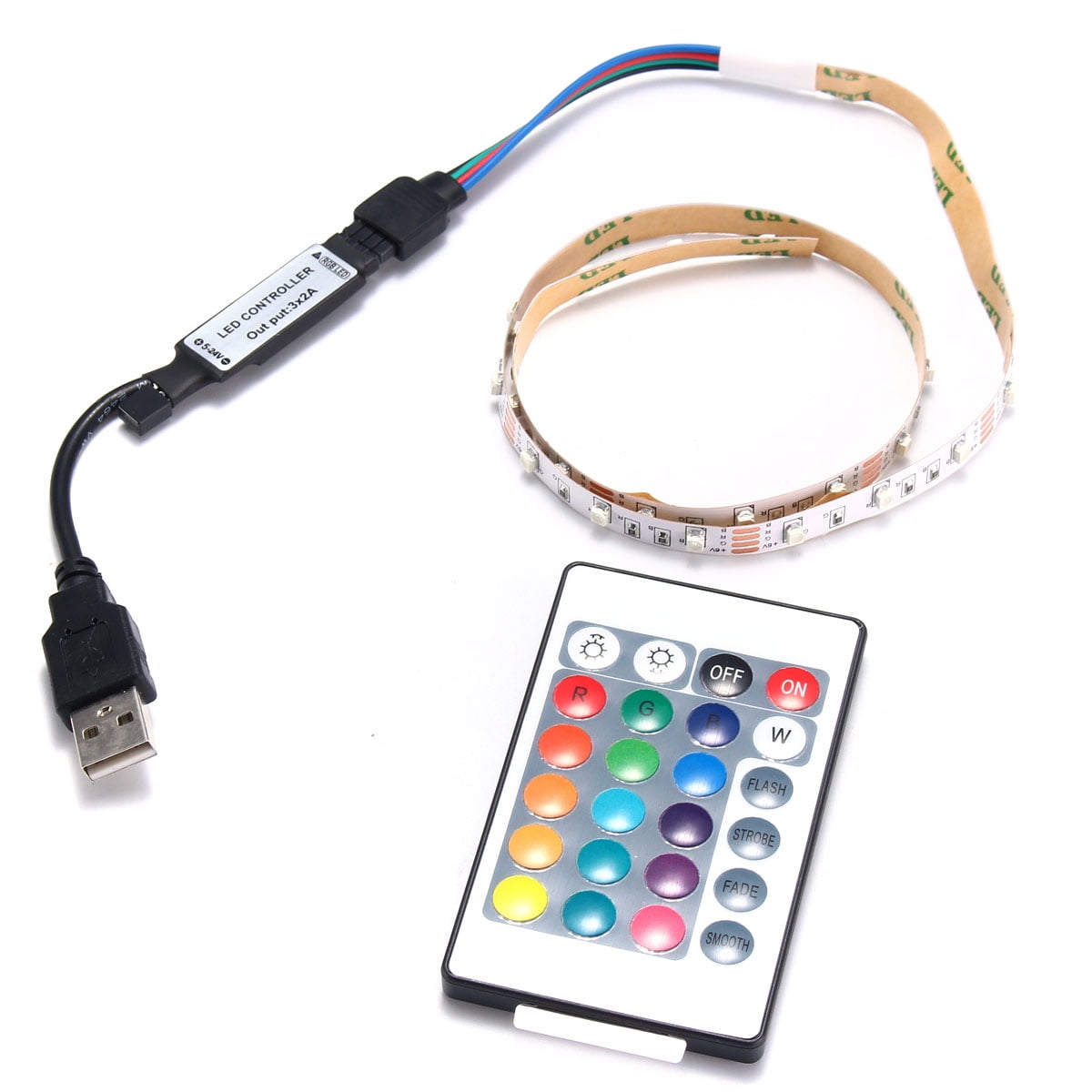 USB RGB LED Strip Light Bar 5V 3528 60SMD/M TV Background Back Lighting ...